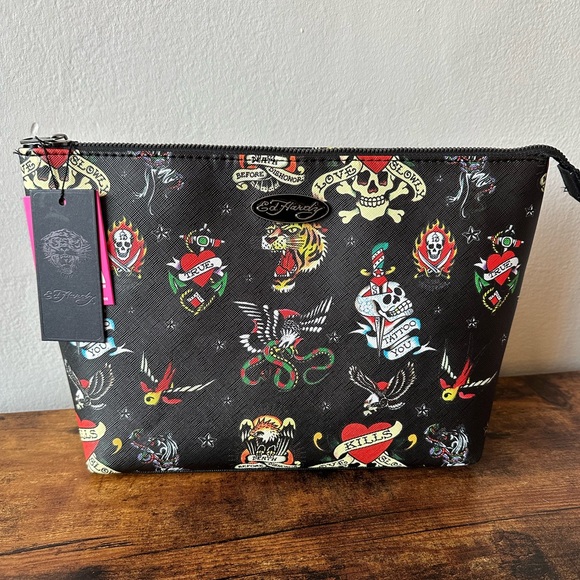 Ed Hardy | Bags | Ed Hardy Multicolor Tattoo Design Cosmetic Toiletry ...